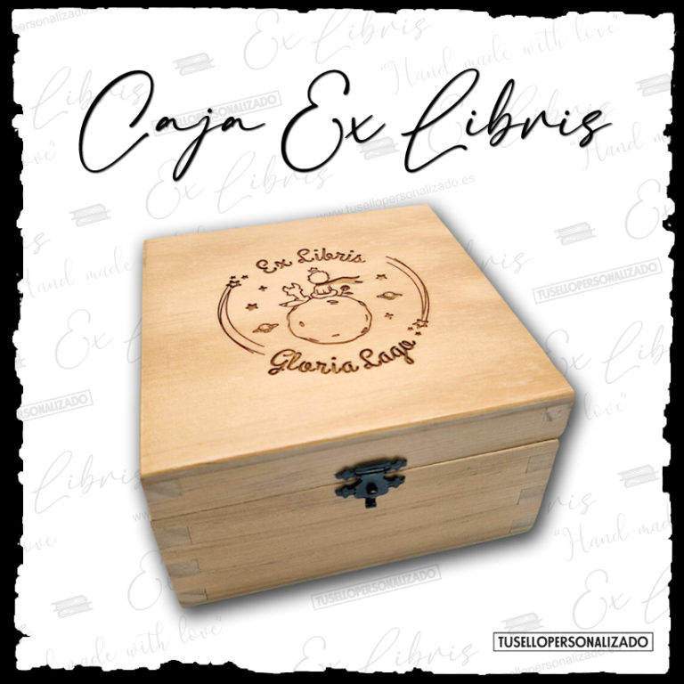 Caja de madera con sello "Ex Libris" - Tu Sello Personalizado